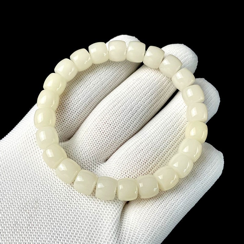 Natural Bodhi Root Straight Cut Bracelet Small Size White Jade Bodhi ...