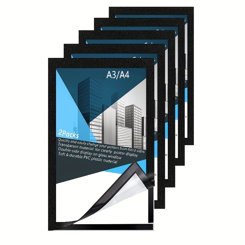 2pcs A3/A4/ Magnetic Picture Frames Paper Info Display Wall Poster Door ...