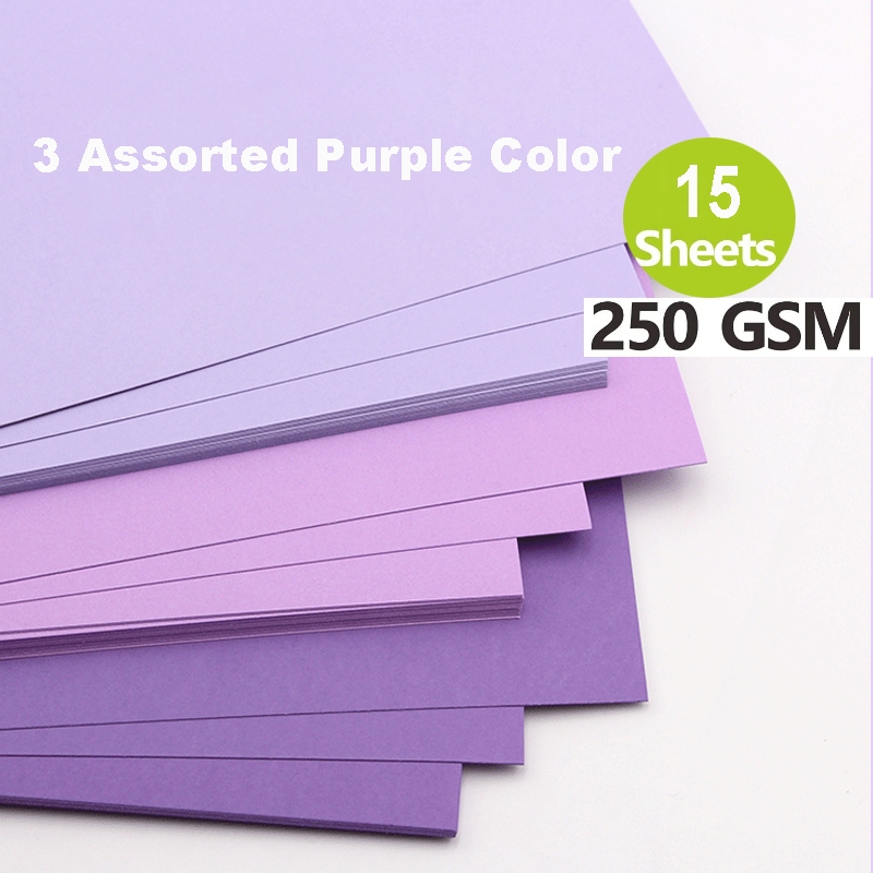 250g 15sheets Purple series Card Paper thick Stationary Cardboard Craft ...