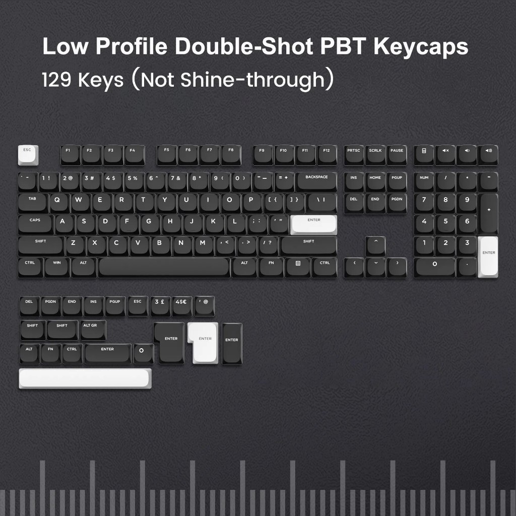 WOMIER 118 Keys Low Profile Pudding Keycaps Shine Through PBT Keycap ...