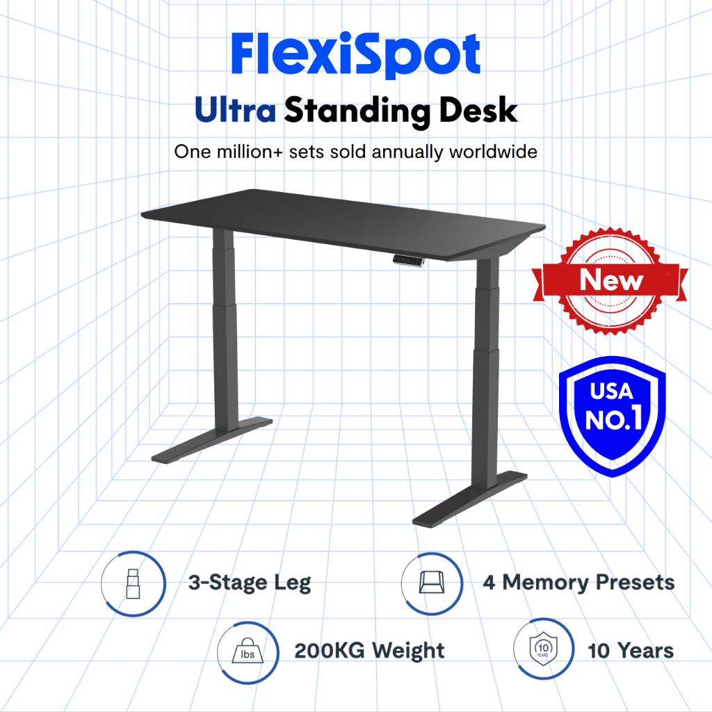 FlexiSpot Ultra Standing Desk (E7-Pro) ,Black&Black,Electric Height ...