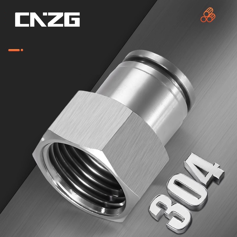 304 Stainless Steel PCF Pneumatic Female Connector 4mm 6mm 8mm 10mm ...
