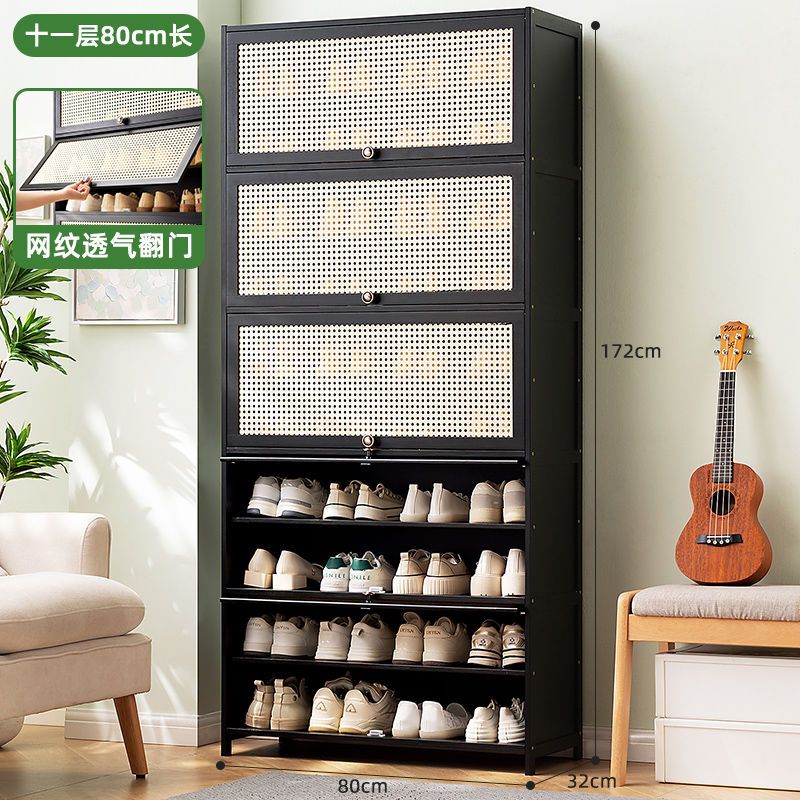 Shoe Cabinet Home Black Shoe Cabinet 2024 New Flip Door Shoe Rack ...