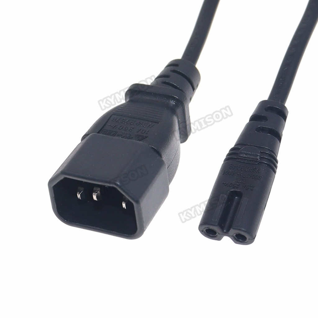 IEC 320 C14 To C7 Firgure 8 Male to Female AC Power Adapter Cable ...
