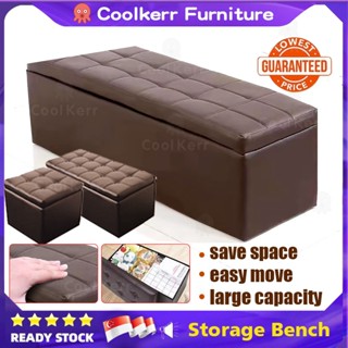 🔥SG Ready Stock🔥Upgrade Brown/Black 120cm Leather Ottoman Storage Bench ...