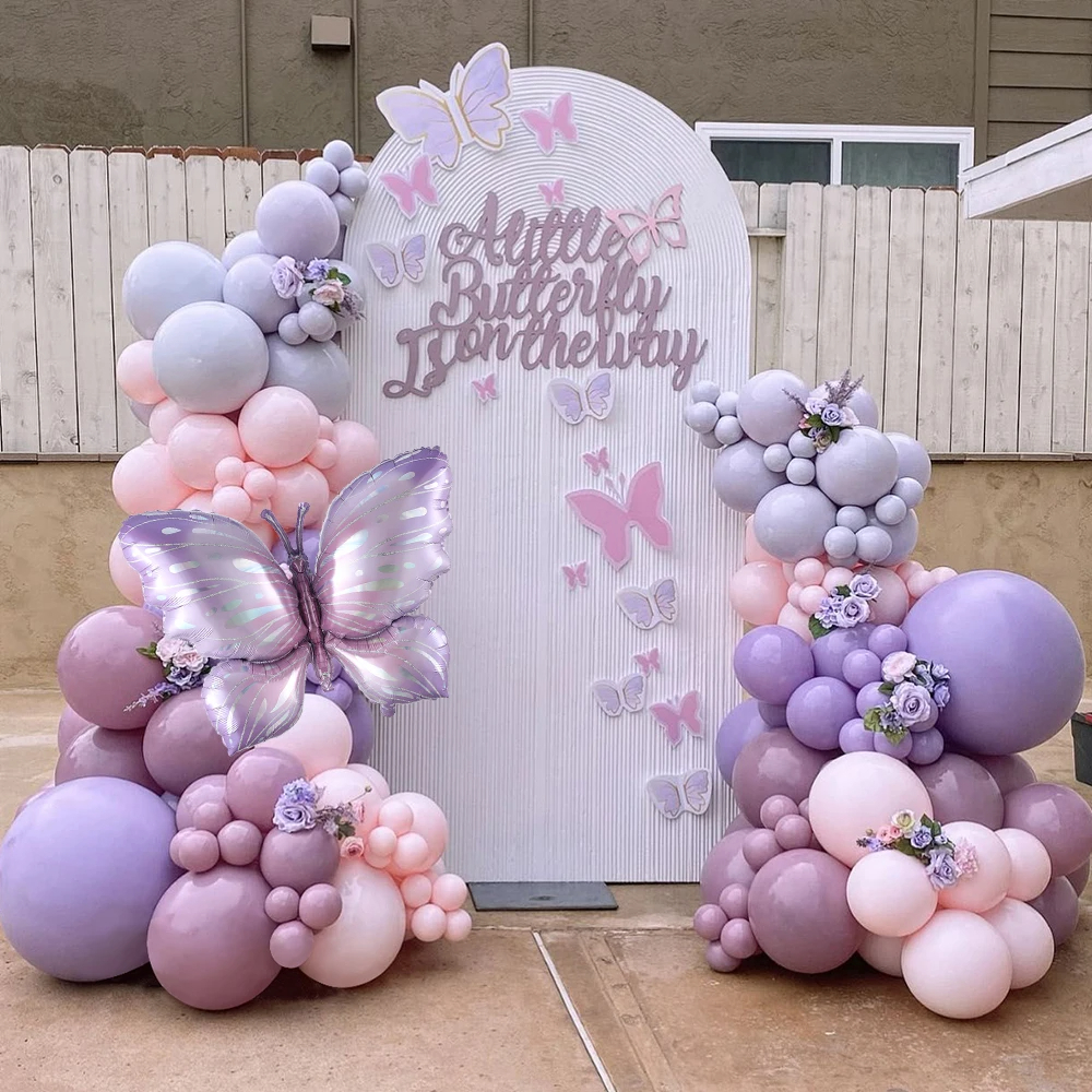 145pcs Dusty Purple Pink Butterfly Balloon Garland Arch Kit for Girls ...