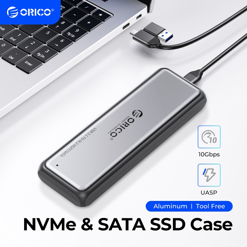 ORICO M.2 NVMe/SATA SSD Enclosure 10Gbps Tool Free M2 SSD Aluminum ...