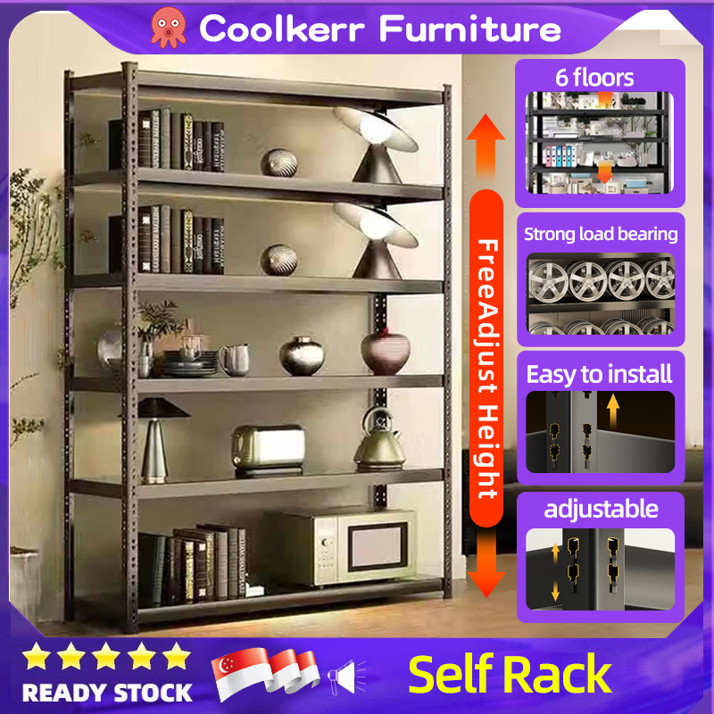 🔥SG Ready Stock🔥Upgrade 6 Layer Black/White Adjustable Storage Shelf ...