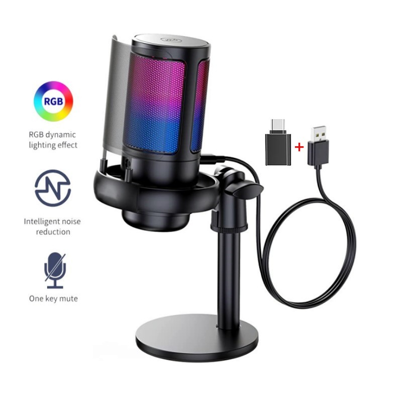 USB Gaming Microphone for PC Condenser Mic with Boom Arm for Mac/PS4 ...