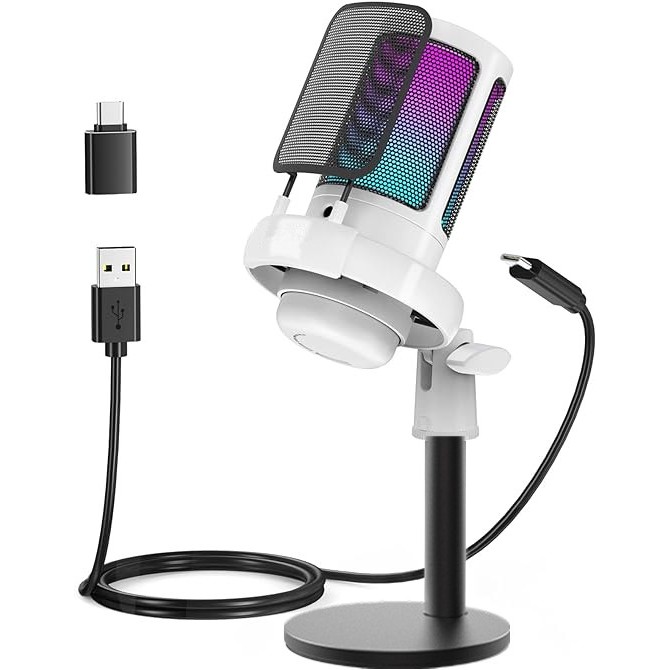 USB Gaming Microphone for PC Condenser Mic with Boom Arm for Mac/PS4 ...