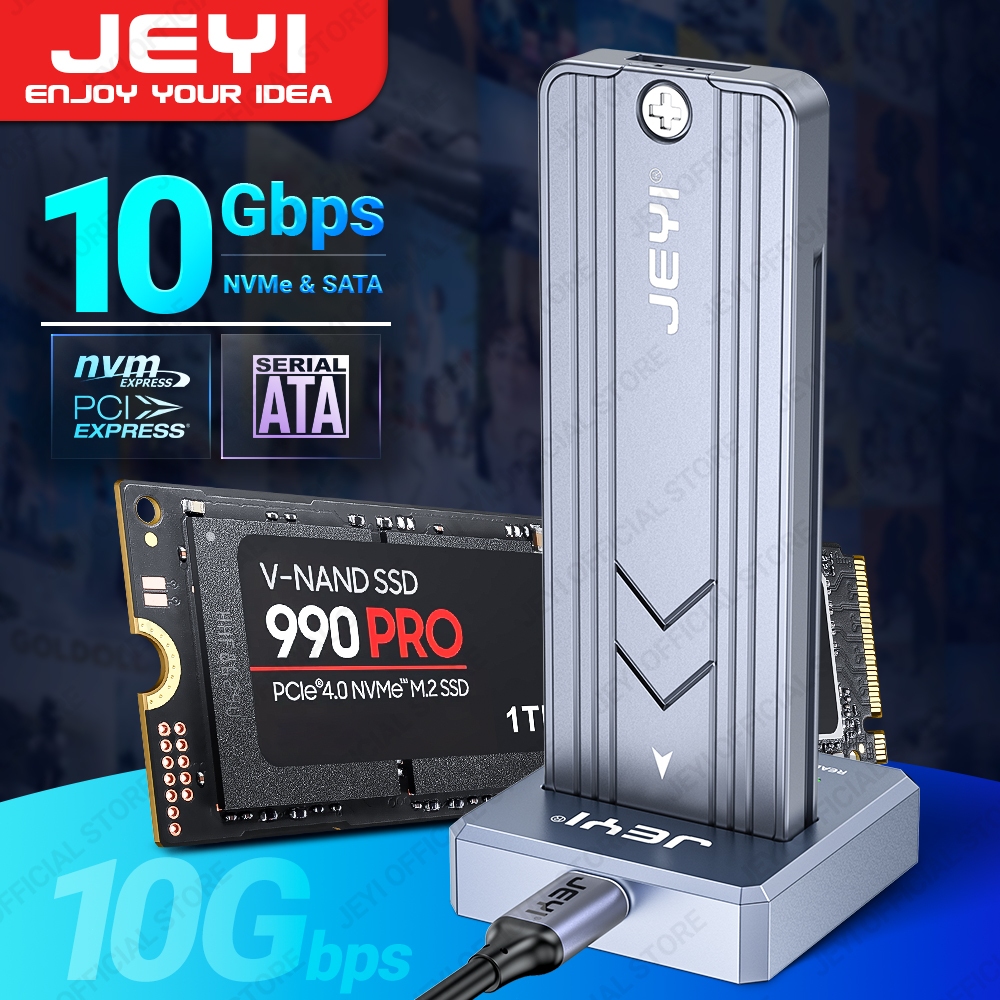 JEYI M.2 SSD Reader, NVMe & SATA to USB-C PCIe SSD Docking Station USB ...