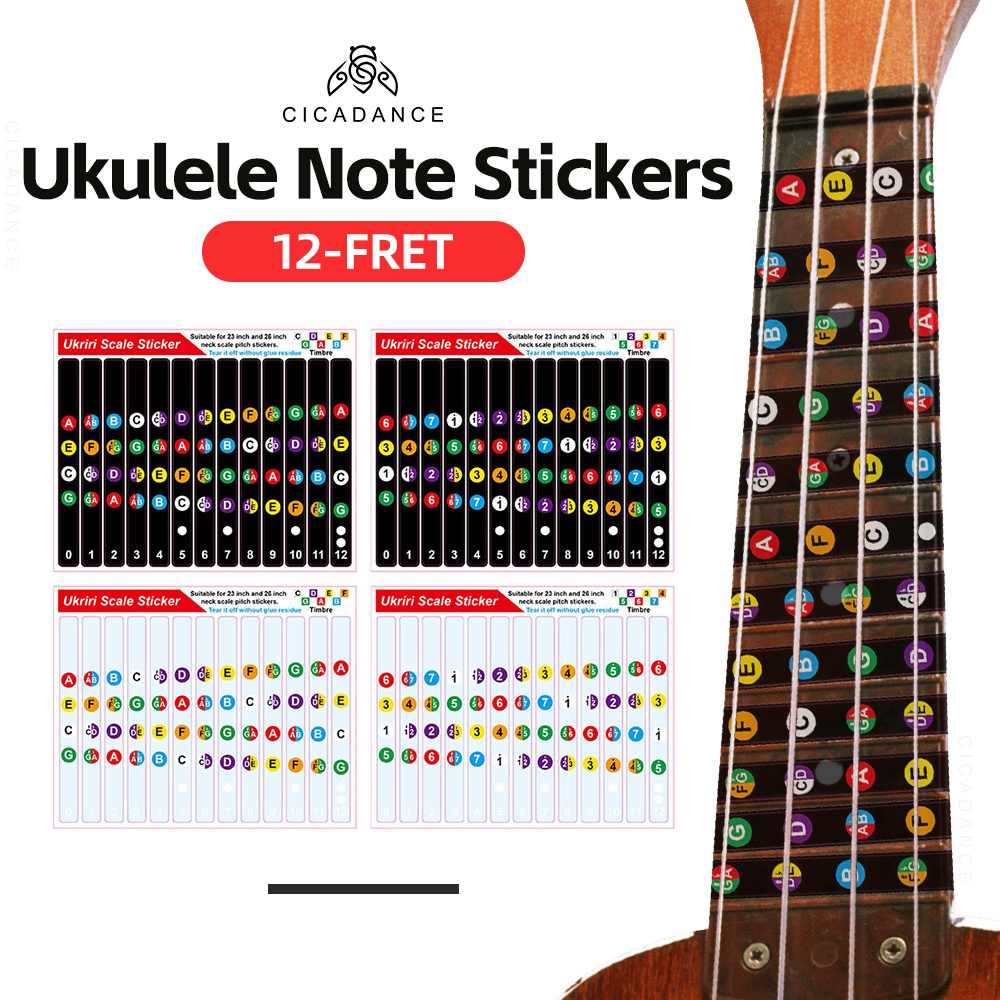 Ukulele Scale Stickers Clear PET Material Removable Note Stickers ...