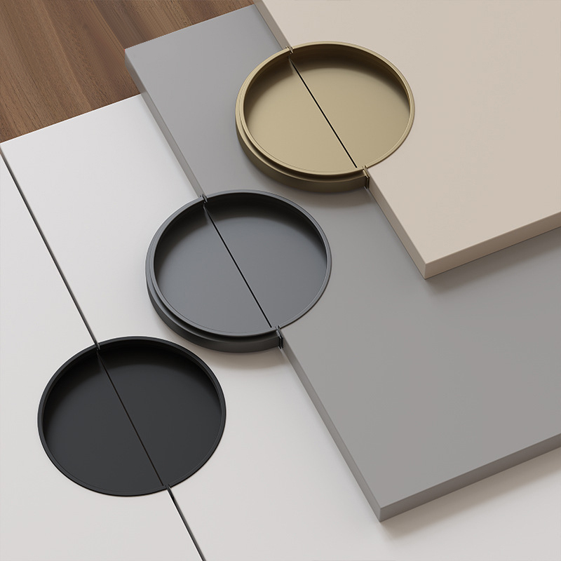 Half Moon Recessed Cabinet Door Pull Modern Moon Shape Hidden Sliding ...