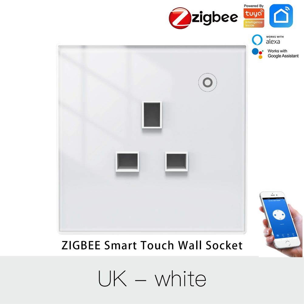 ZigBee Wall Socket Smart Glass Panel Outlet Power Monitor tuya Wireless Control Timer Alexa ...