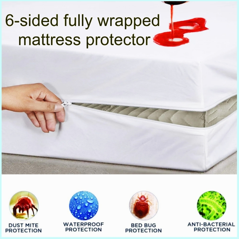 Zippered Bedbug Mattress Protector Waterproof Mattress Cover Premium ...