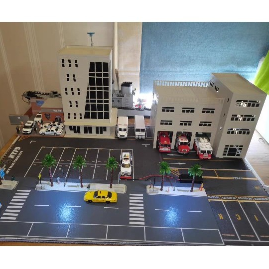 1: 64 Scale Building Model Alloy Car Model City Scene Parking Lot ...