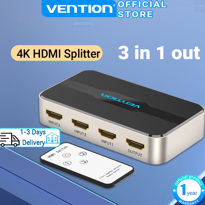 Vention HDMI Switcher 3 IN 1 Out 4K 60HZ Support Dolby With Button ...