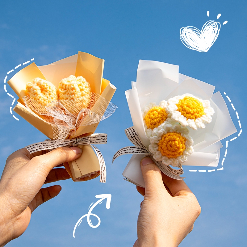 Handmade Knitted Flowers Creative Finished Puffs Flower Mother's Day ...