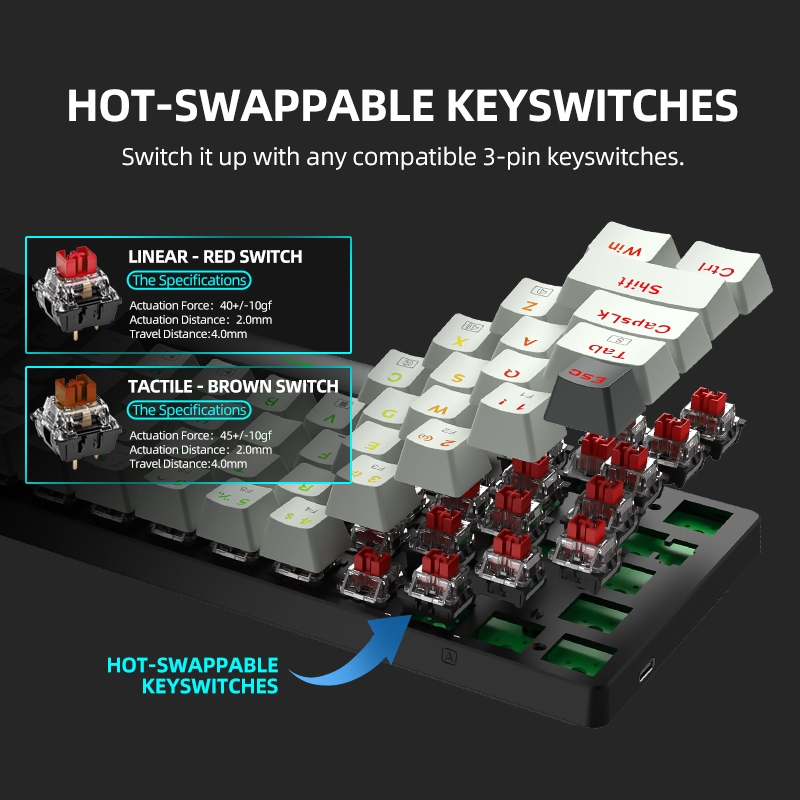 Thunderobot K78 Mechanical Keyboard RGB Backlit Hot-Swappable Wired ...