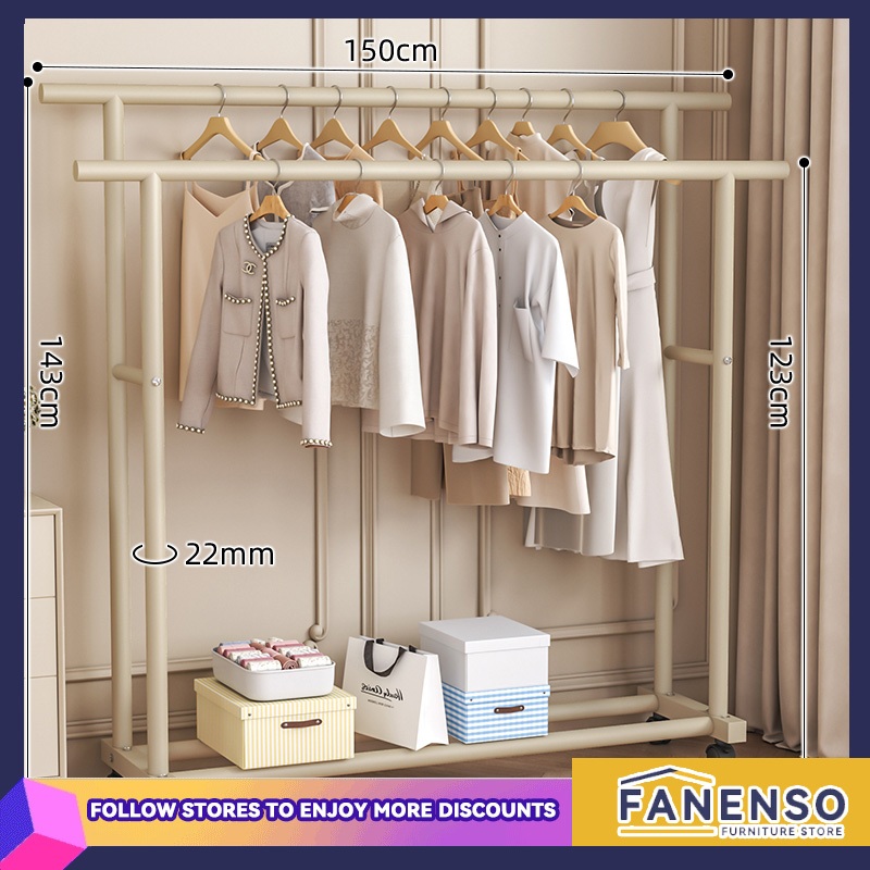 SHANJIE Adjustable Single & Double Pole Laundry Clothes Rack Stand ...