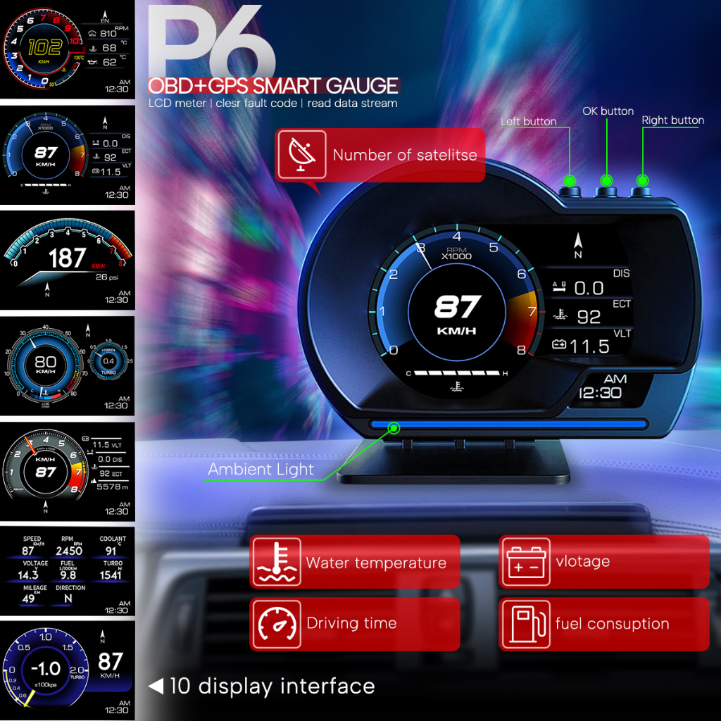 SGLatest!! Okwis Car OBD Meter OBD2 GPS Digital Scanner Alarm Speed ...