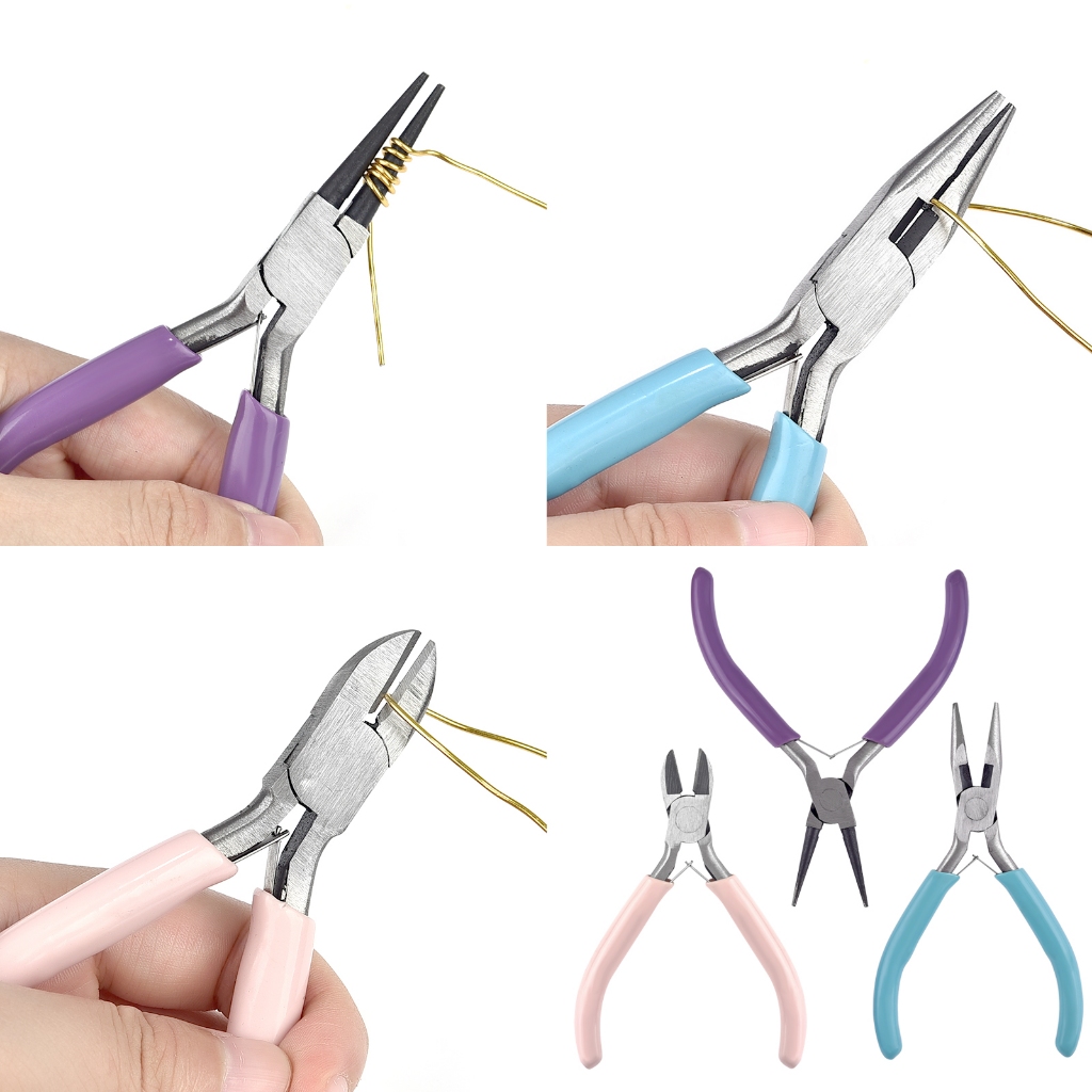 4.5 inch Mini Pliers Diagonal Round Bent Needle Nose Handcraft Beading ...