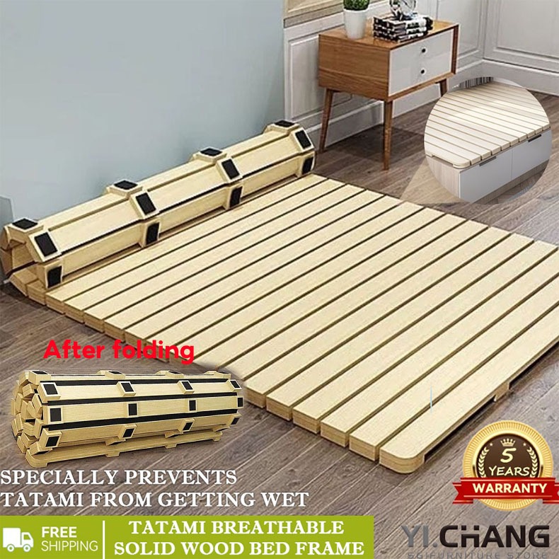 YICHANG Breathable bed frame Solid wood tatami mattress Tatami mat Row ...