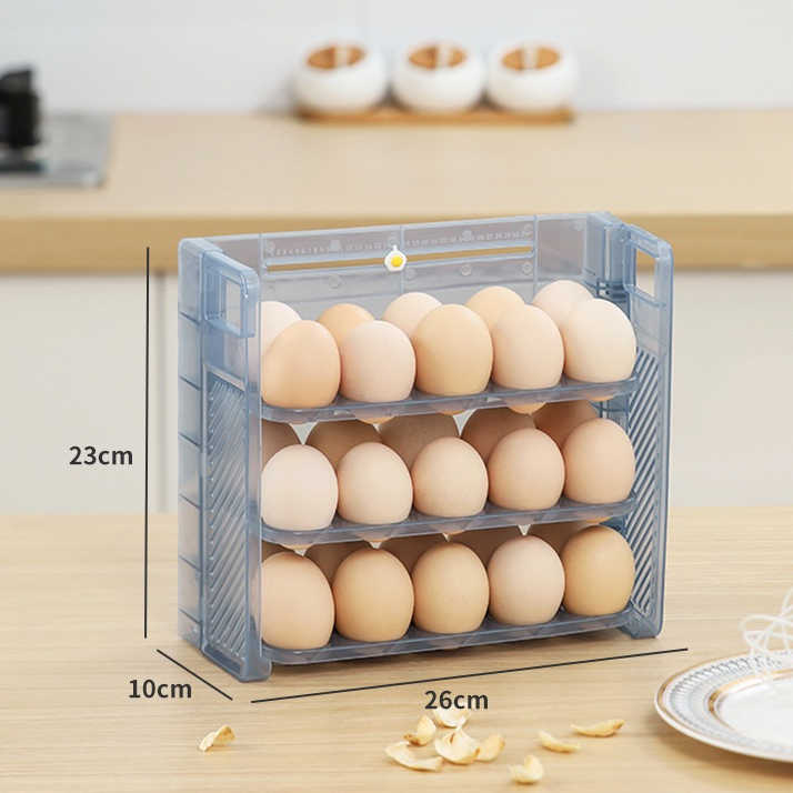 【SG READY STOCK】Collapsible 3 Layers Egg Storage Box Rack Flip Egg Box ...