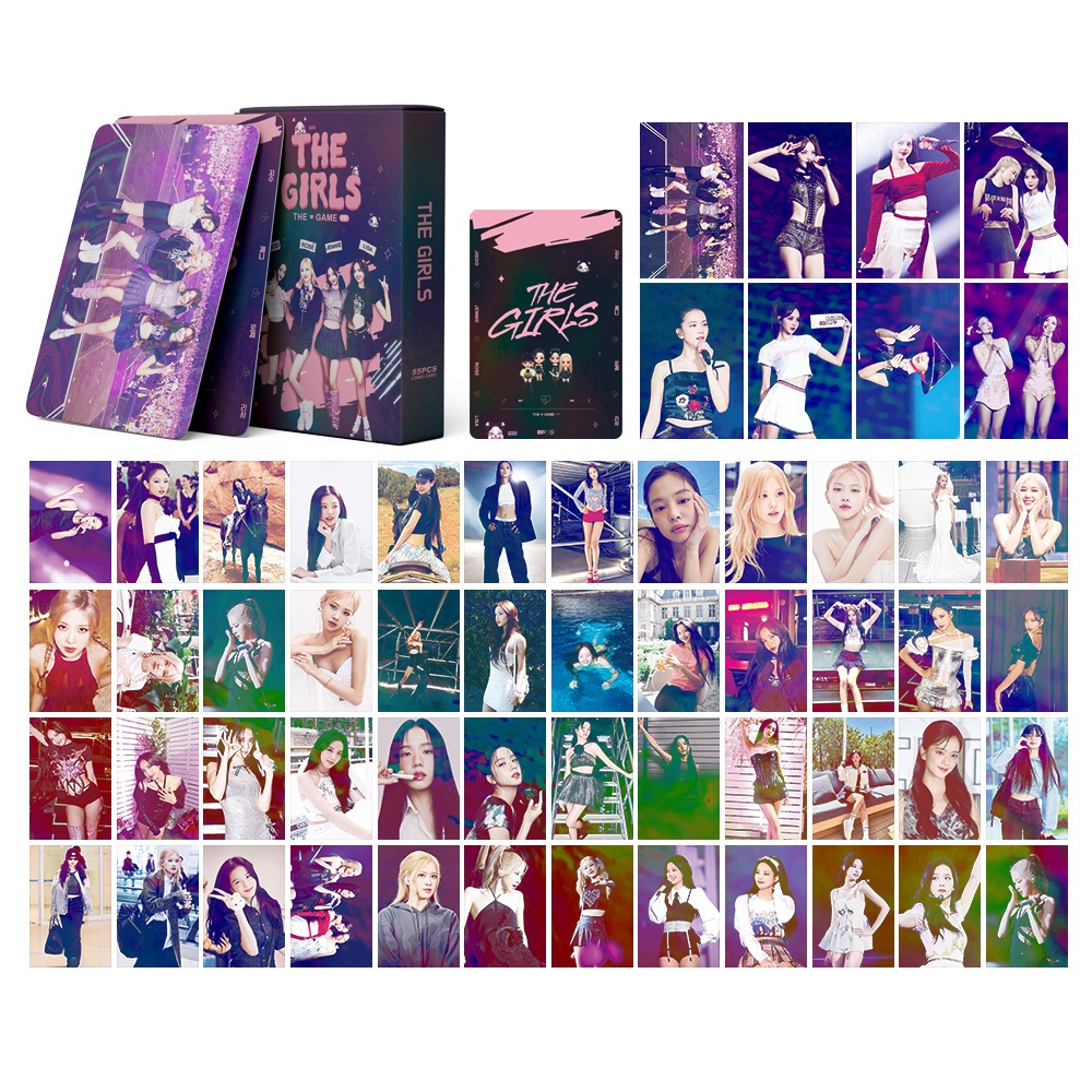 50-55pcs BLACK-PINK Laser Holographic Lomo Cards THE GIRLS Album BORN ...