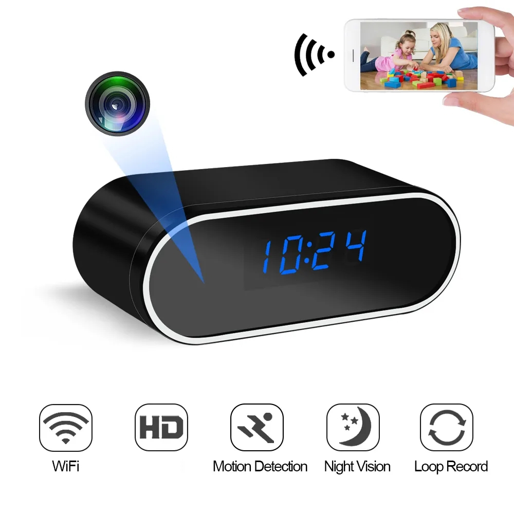 1080P HD Clock WiFi Camera Mini IP Surveillance camera Infrared Night ...