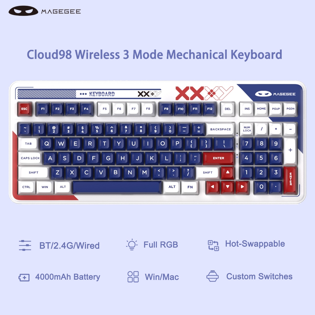 MageGee Cloud98 Wireless Bluetooth Mechanical Keyboard Hot-swappable ...