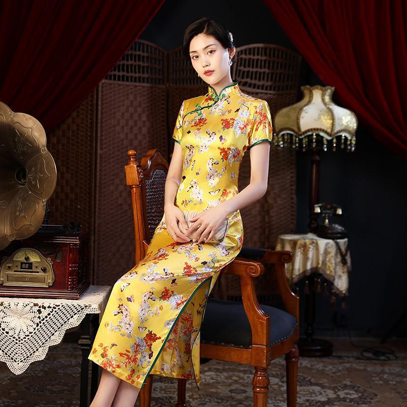 Women Plus Size Cheongsam Chinese Style Traditional Dress Short Sleeve ...