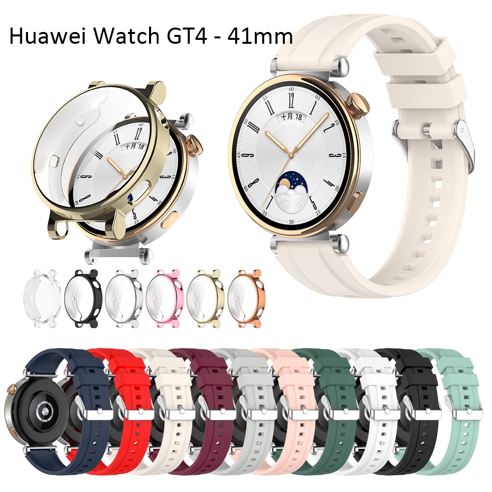Huawei Watch GT4 41mm strap case plating soft clear cover tempered ...