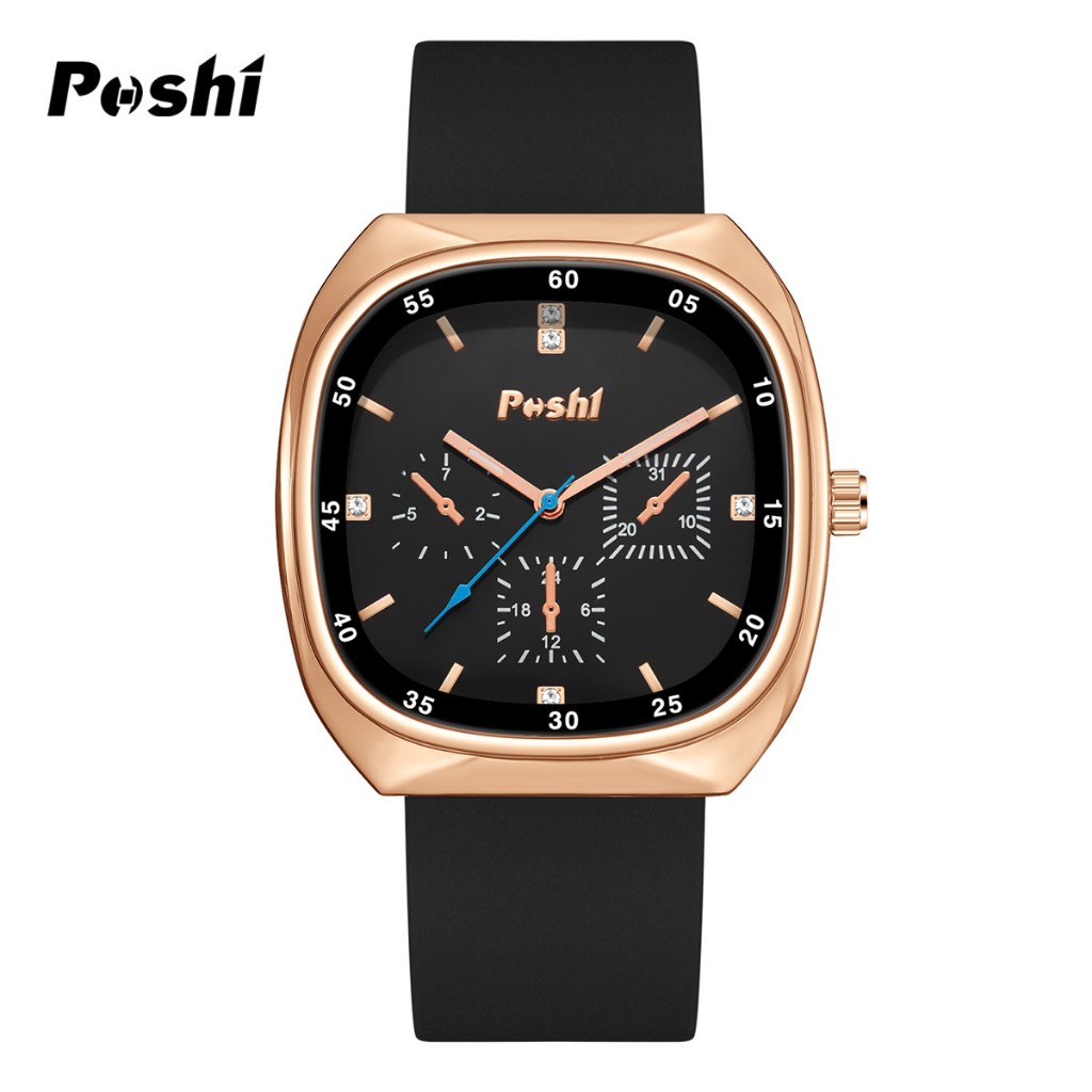 POSHI waterproof women watch quartz display silicone strap sport ...