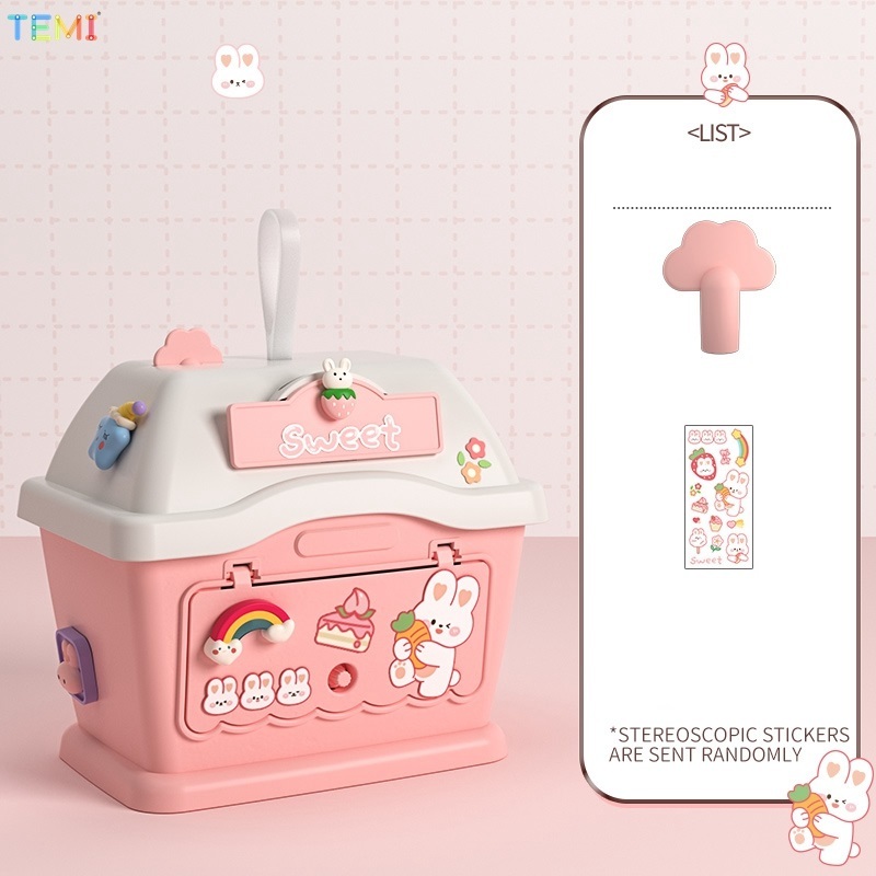 TEMI Cute Mushroom House Piggy Bank Children Cartoon Coin Bank Student ...