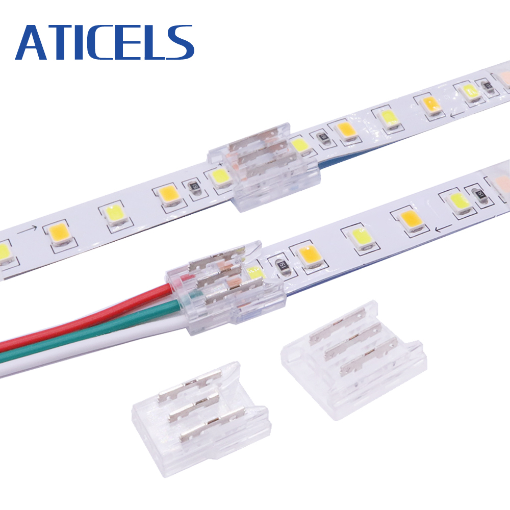 3PIN LED Strip Connector 10mm Width Transparent Solderless Wire ...