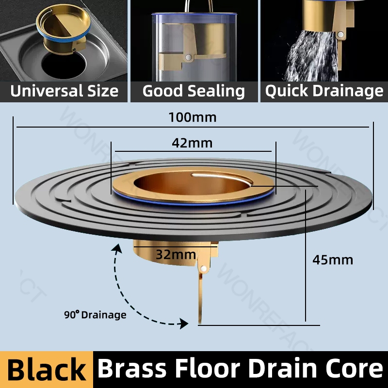 Bathroom Brass Floor Drain Core Insect Resistant Odor Hair Interception ...