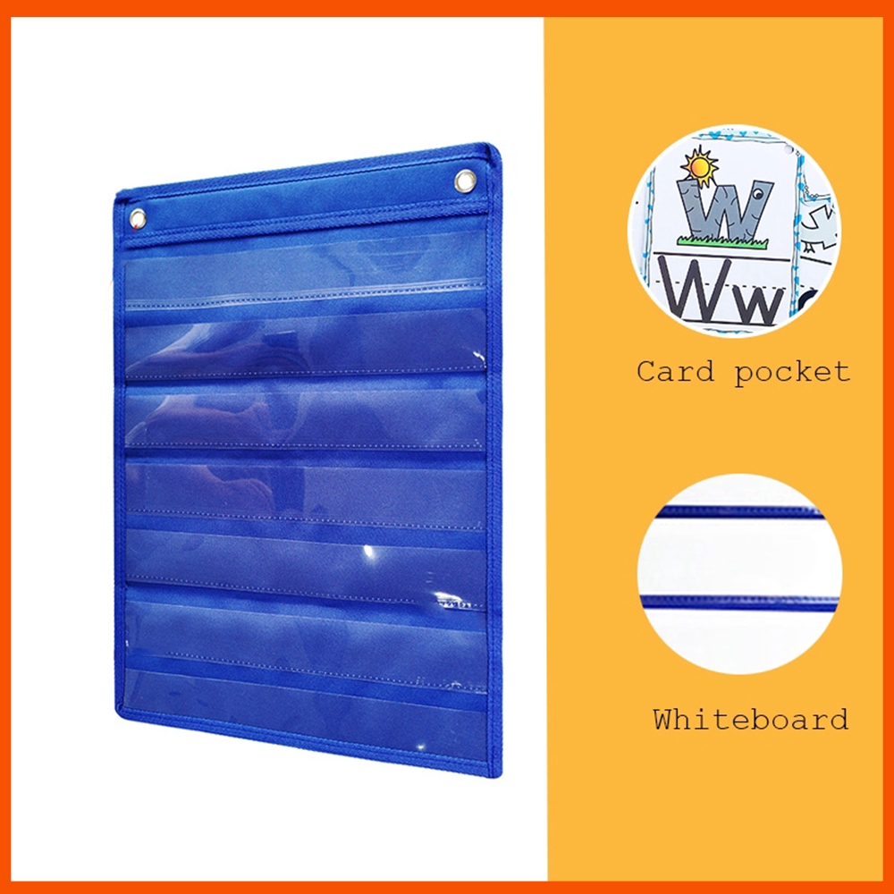 Hanging Flashcard Pocket Organizer – Blue Multi-Layer Clear Pouch for ...