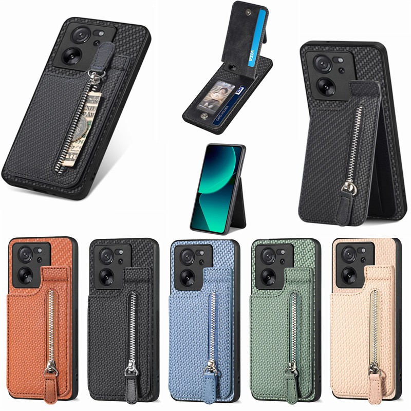 Zipper Up And Down Cards Slot Case For Xiaomi 13T Redmi Note 13 Pro ...