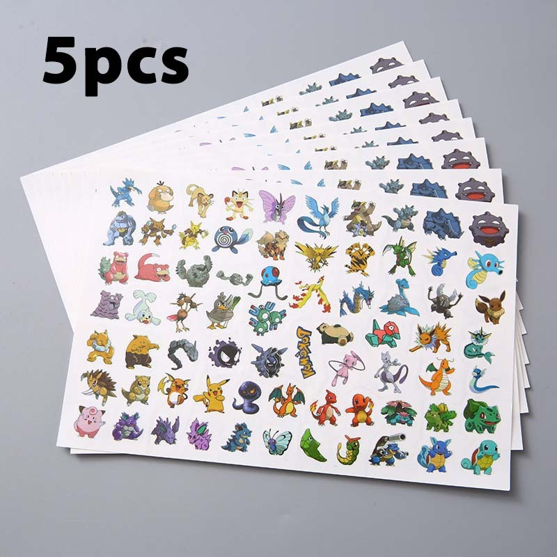 5psc Pokémon Tattoo Stickers Cartoon Pikachu Squirtle Children’s ...