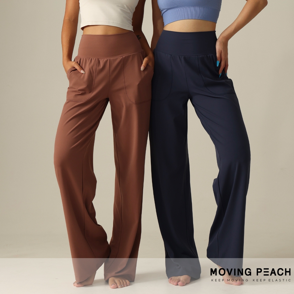 MOVING PEACH Women High-Rise Wide-Leg Pants Comfortable Brushed Loose ...