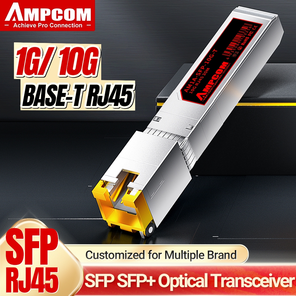 AMPCOM 1.25G and 10G RJ45 Ethernet Copper SFP Transceivers, RJ45 to ...
