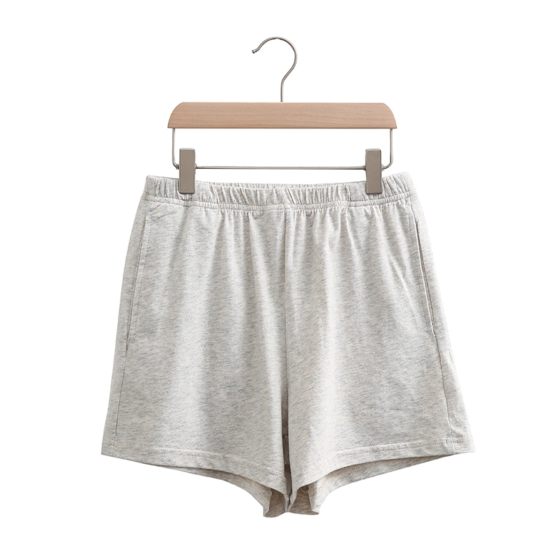 New Style Womens Cotton Shorts Summer Solid Color Loose Elastic Waist 4079