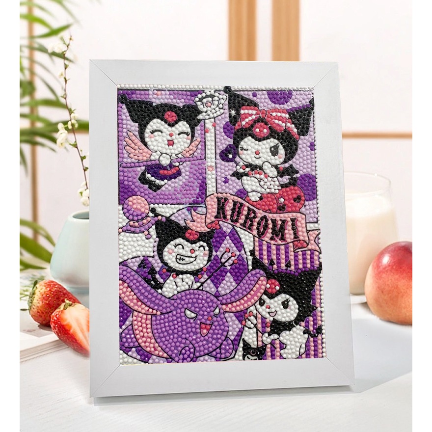Cartoon DIY Diamond Painting Kuromi Painting with Frame Kids Handmade ...