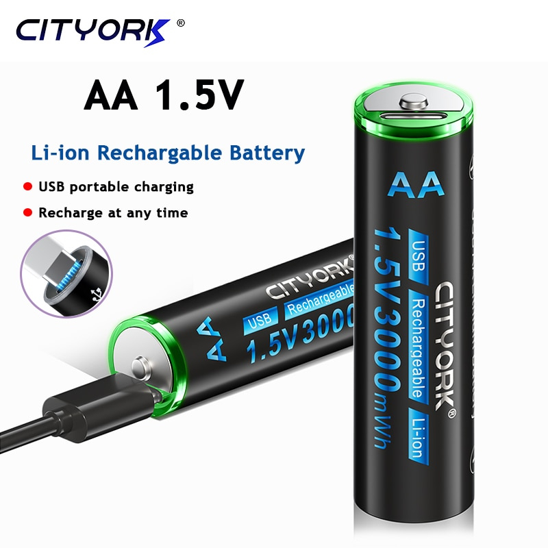 1.5v AA/AAA Battery Rechargeable Type-c Charging USB Interface Lithium ...