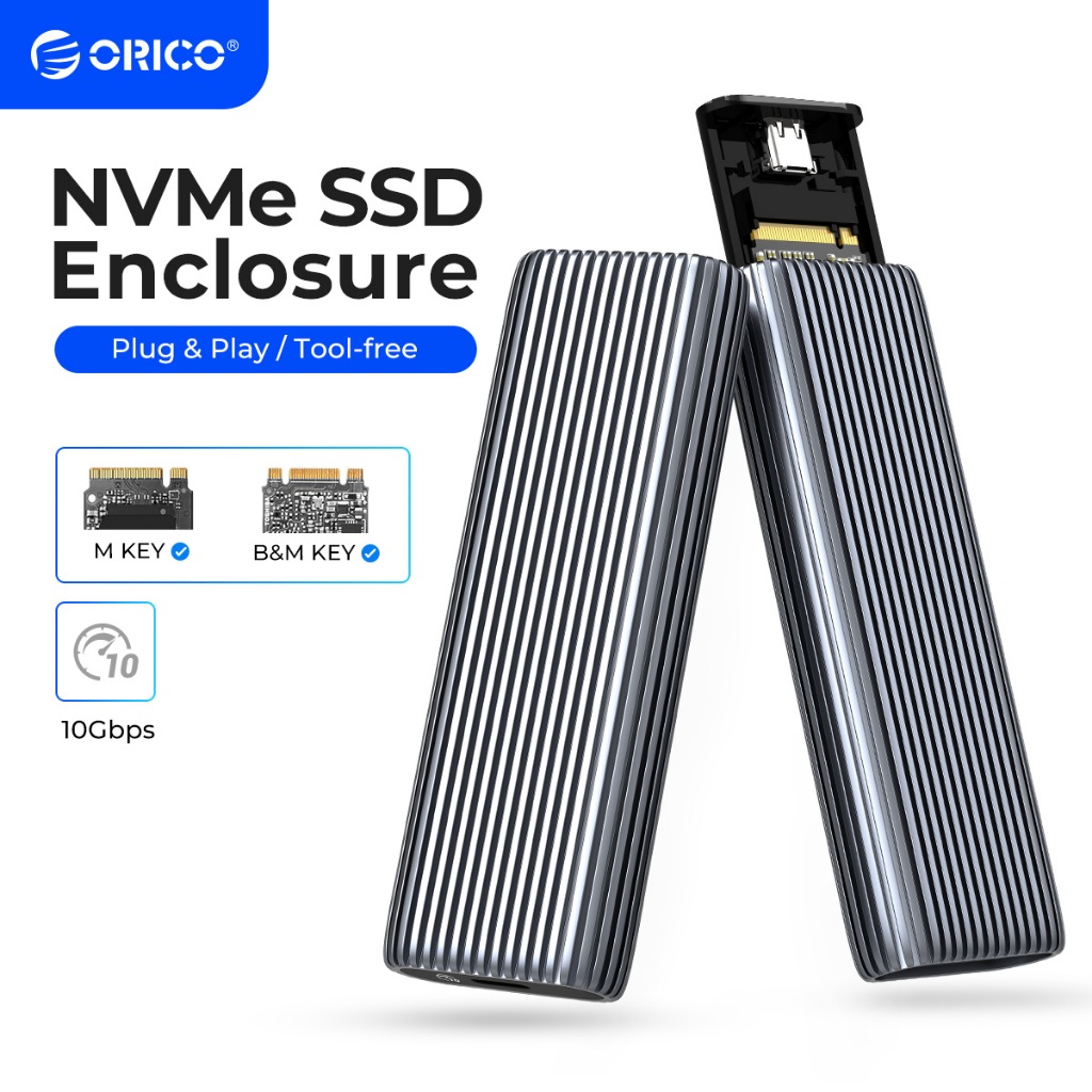 ORICO Free Tool Aluminum M2 NVMe SSD Enclosure 10Gbps PCIe Type C M.2 ...