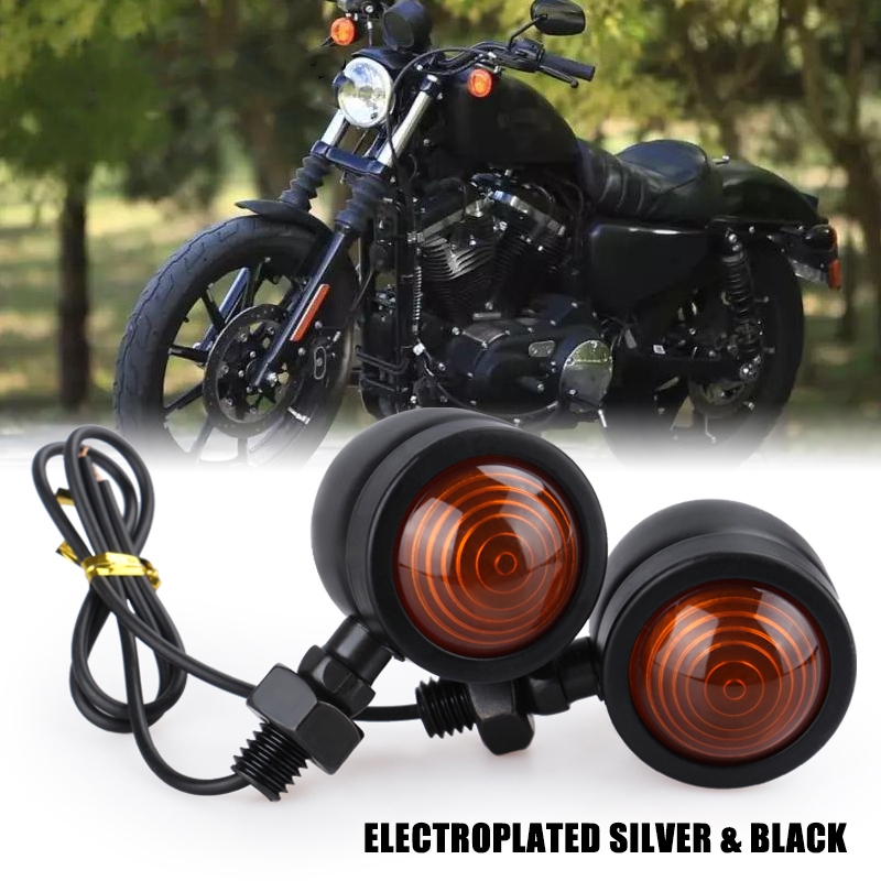 12V Retro Metal Blinkers Single Wire Clignotant Motorbike Turn Signal ...