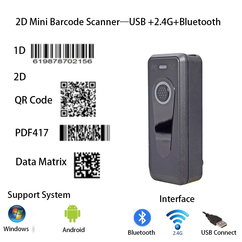 Portable 1D and 2D image barcode scanner Handheld omnidirectional QR ...