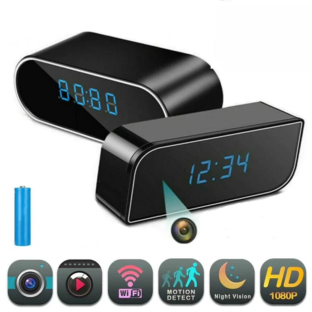 Mini Camera Clock HD 1080P WIFI Control Secret IR Night Vision Alarm ...