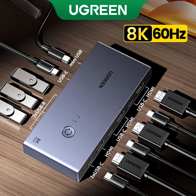 UGREEN 8K60Hz HDMI KVM Switch HDMI2.1 KVM USB3.0 with USB-C power ...